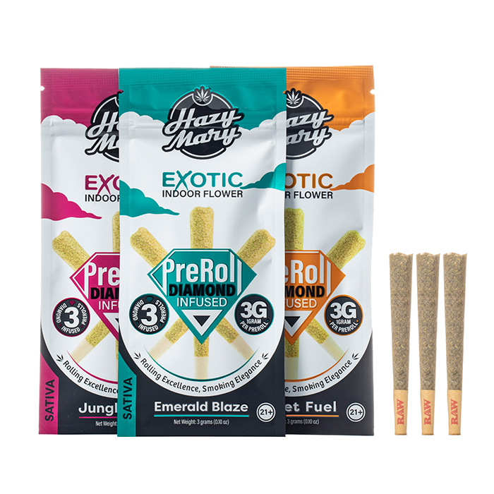 Hazy Mary Exotic Diamond Infused THCA Pre Rolls 3G - $9.99
