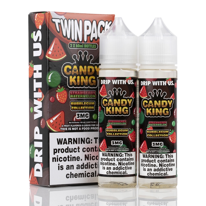 E Juice ICED Strawberry Watermelon Bubblegum - Candy King - 100mL - 6mg ...