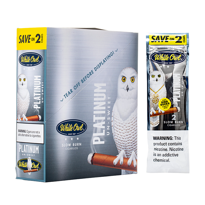 White Owl Cigarillo 2ct Pouches - Platinum [FULL BOX] - $28.99