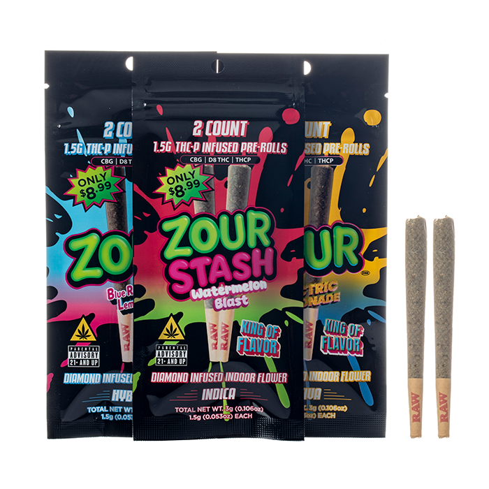 Zour Stash Diamond Infused THCP Prerolls 3G $7.99
