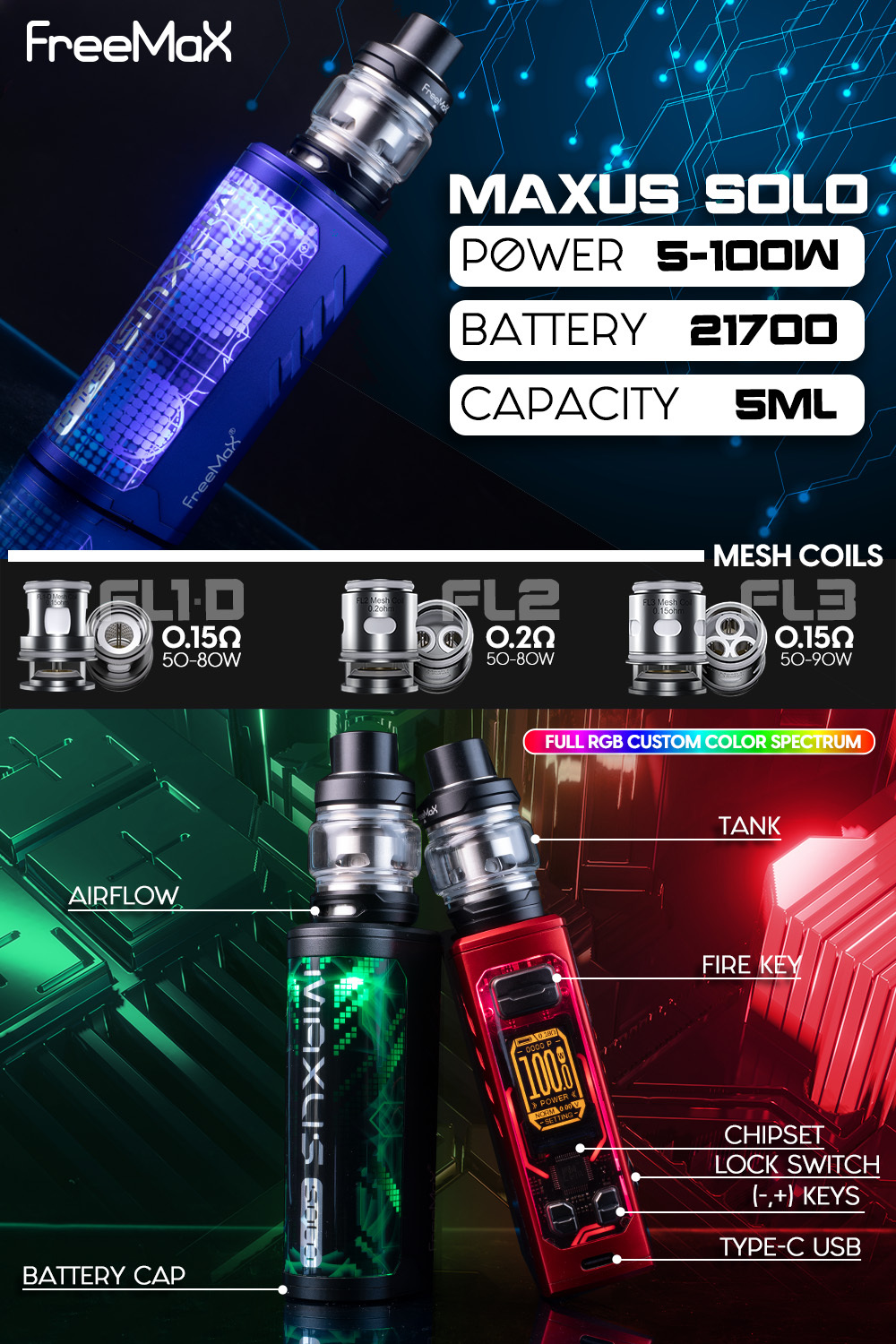 Freemax Maxus SOLO 100W Starter Kit $59.99