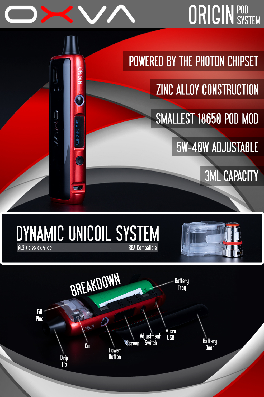 OXVA ORIGIN 40W Pod System $29.99
