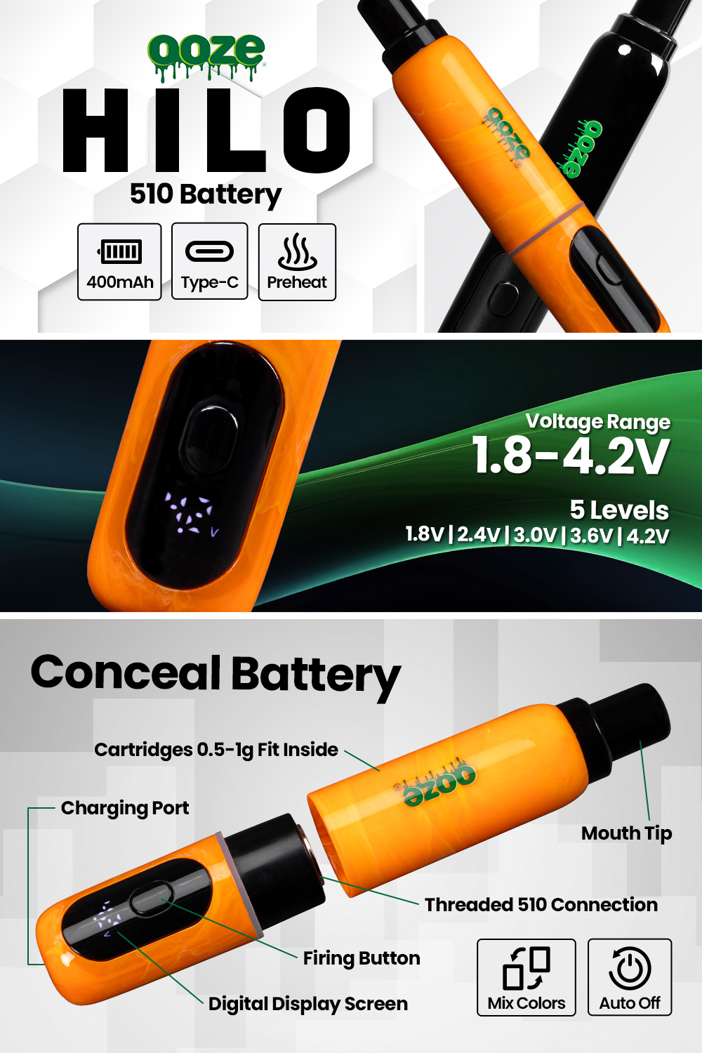 Ooze HILO 510 Battery $11.99