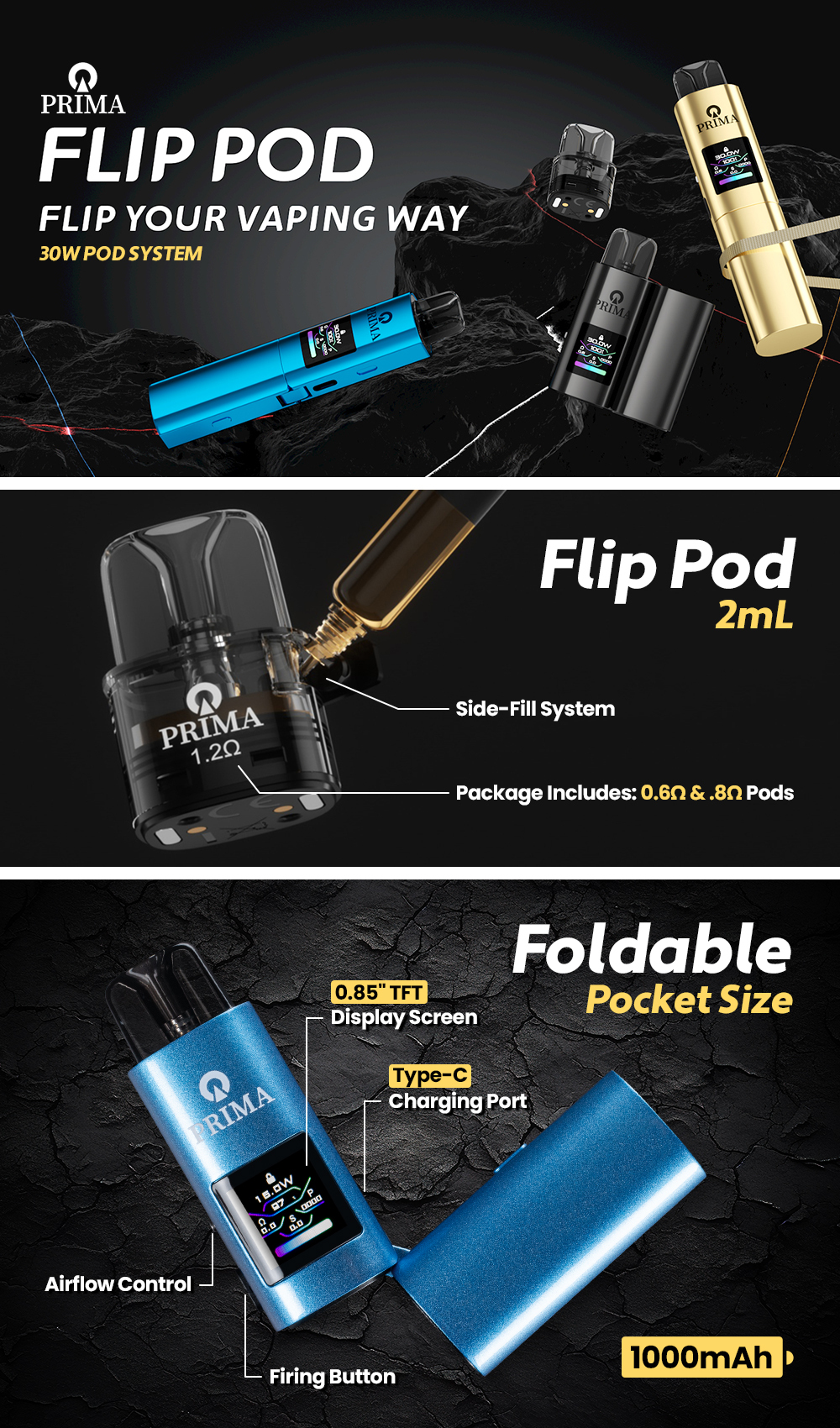 Prima Flip Pod 30W Pod System $27.99