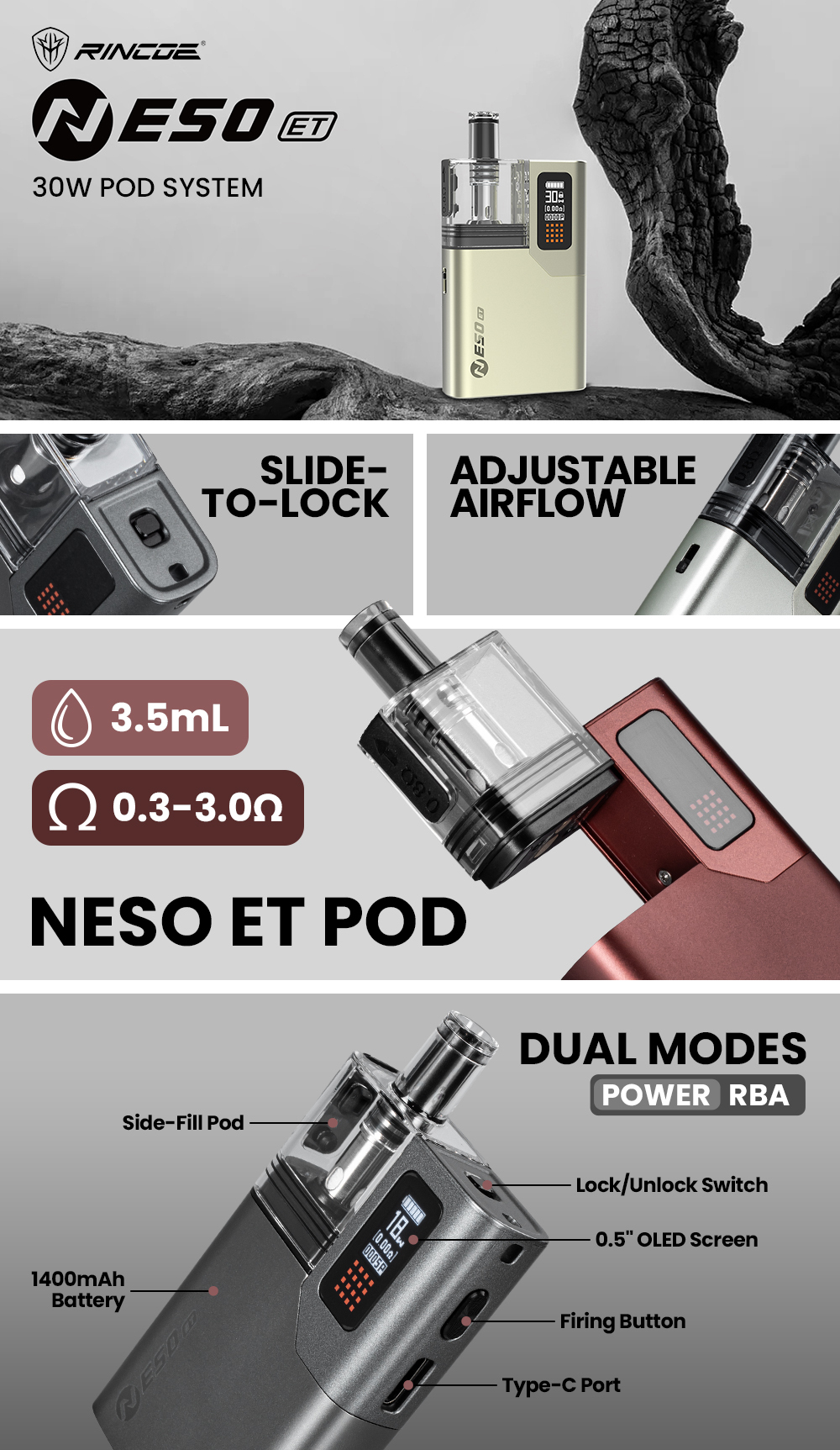 Rincoe NESO ET 30W Pod System $18.99