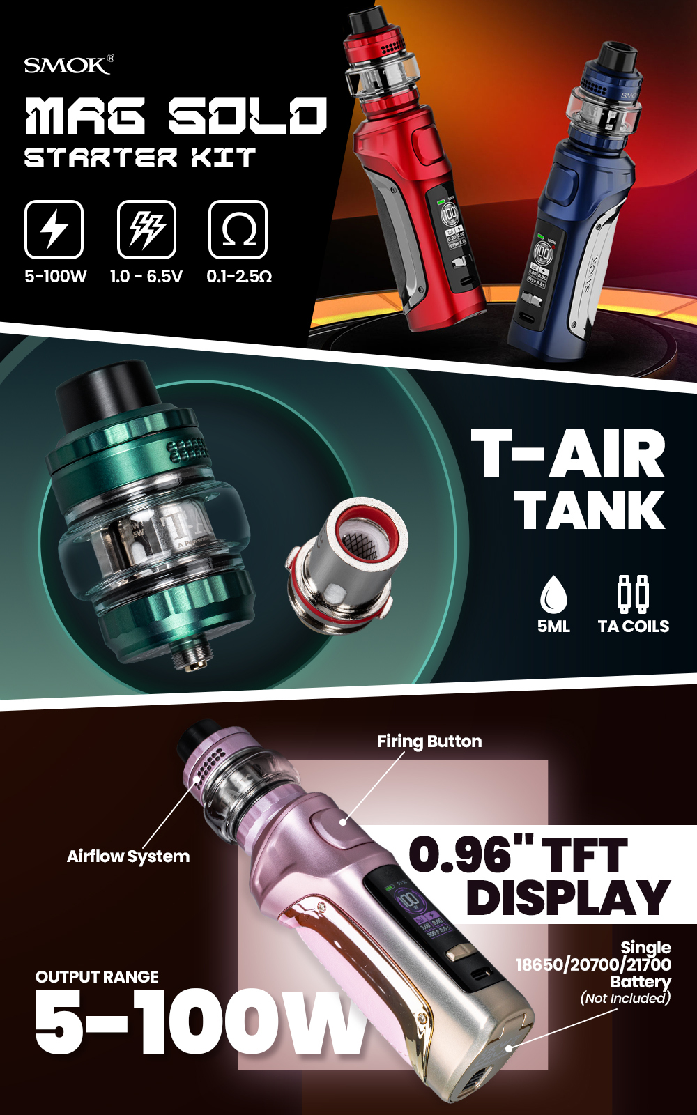 SMOK MAG Solo 100W Starter Kit $41.99