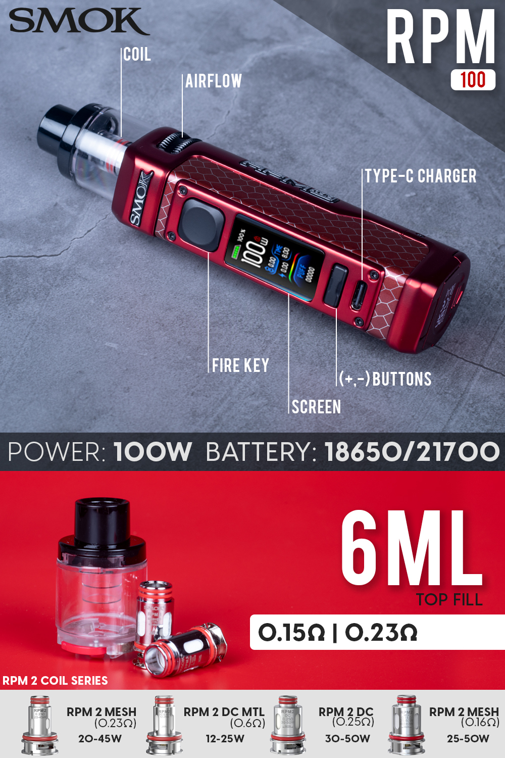 SMOK RPM 100 Pod Mod Kit $39.99